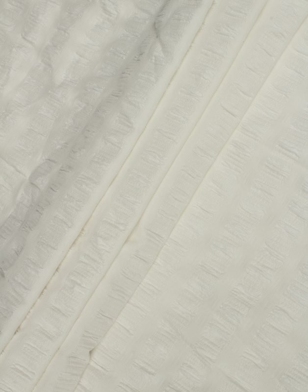 White color Polyester Textured fabric for Home Decor - Charu Creation